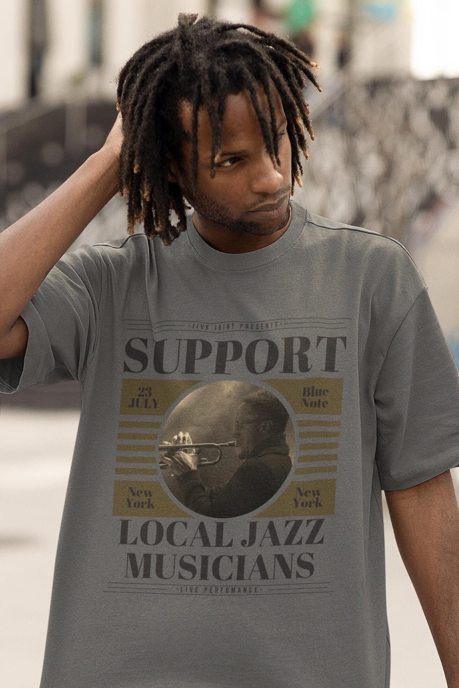 Support Local Jazz Musicians Adult Unisex Heavyweight Tee - Live Music ...