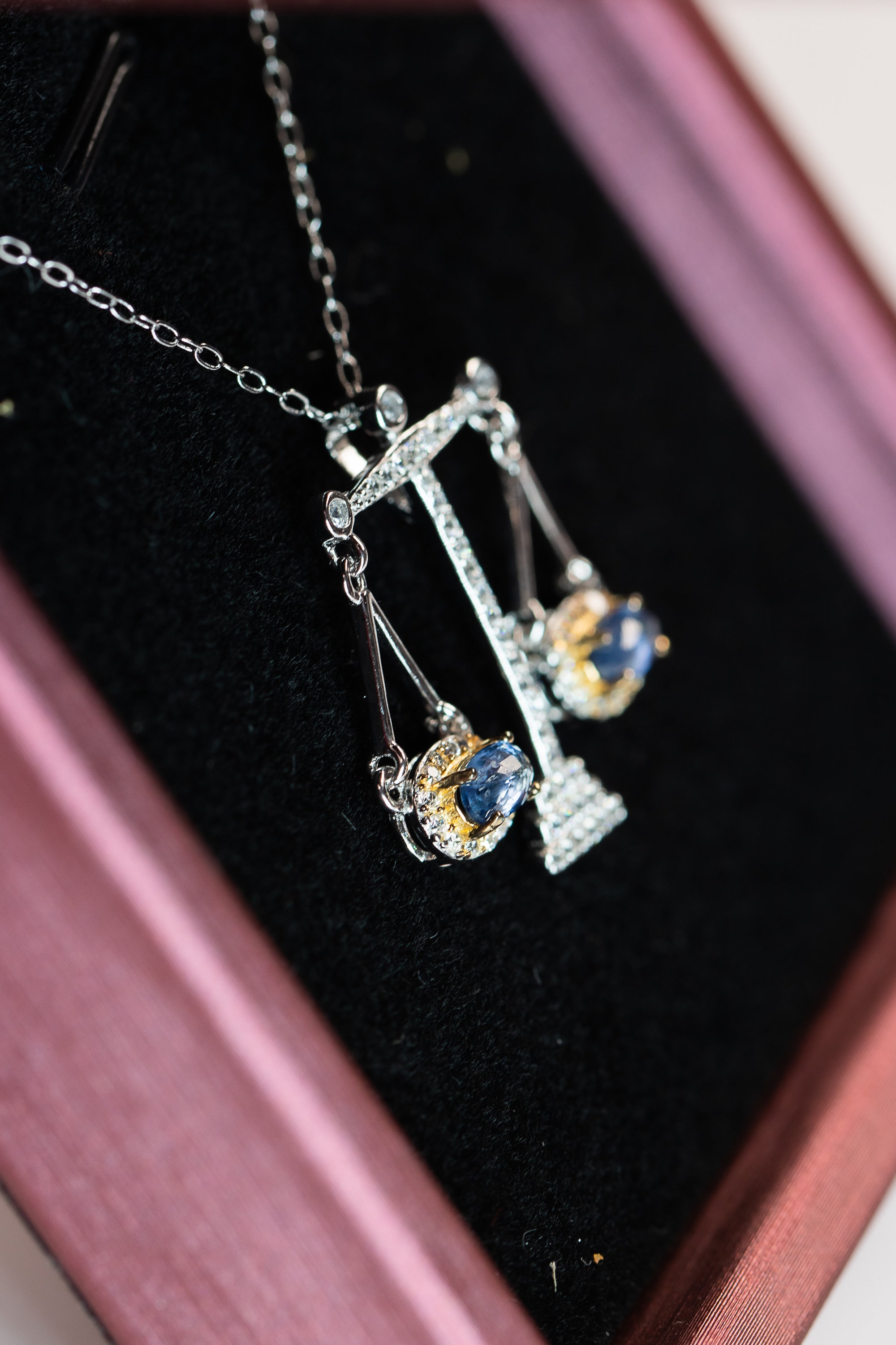 Libra Scale Shape Natural Sapphire Two Tone 925 Silver gold Color ...