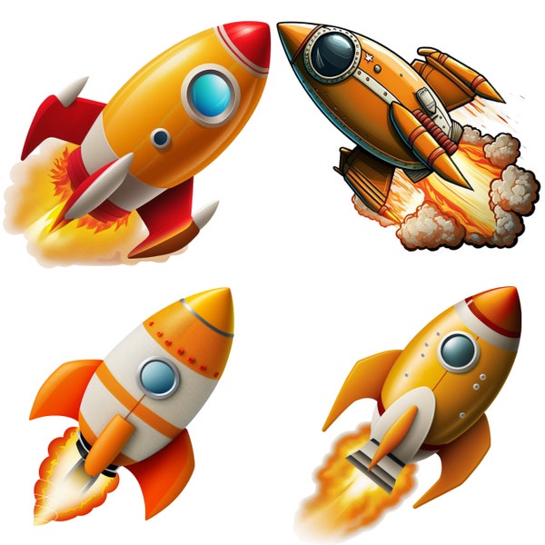 Rocket Ship Clipart - Etsy