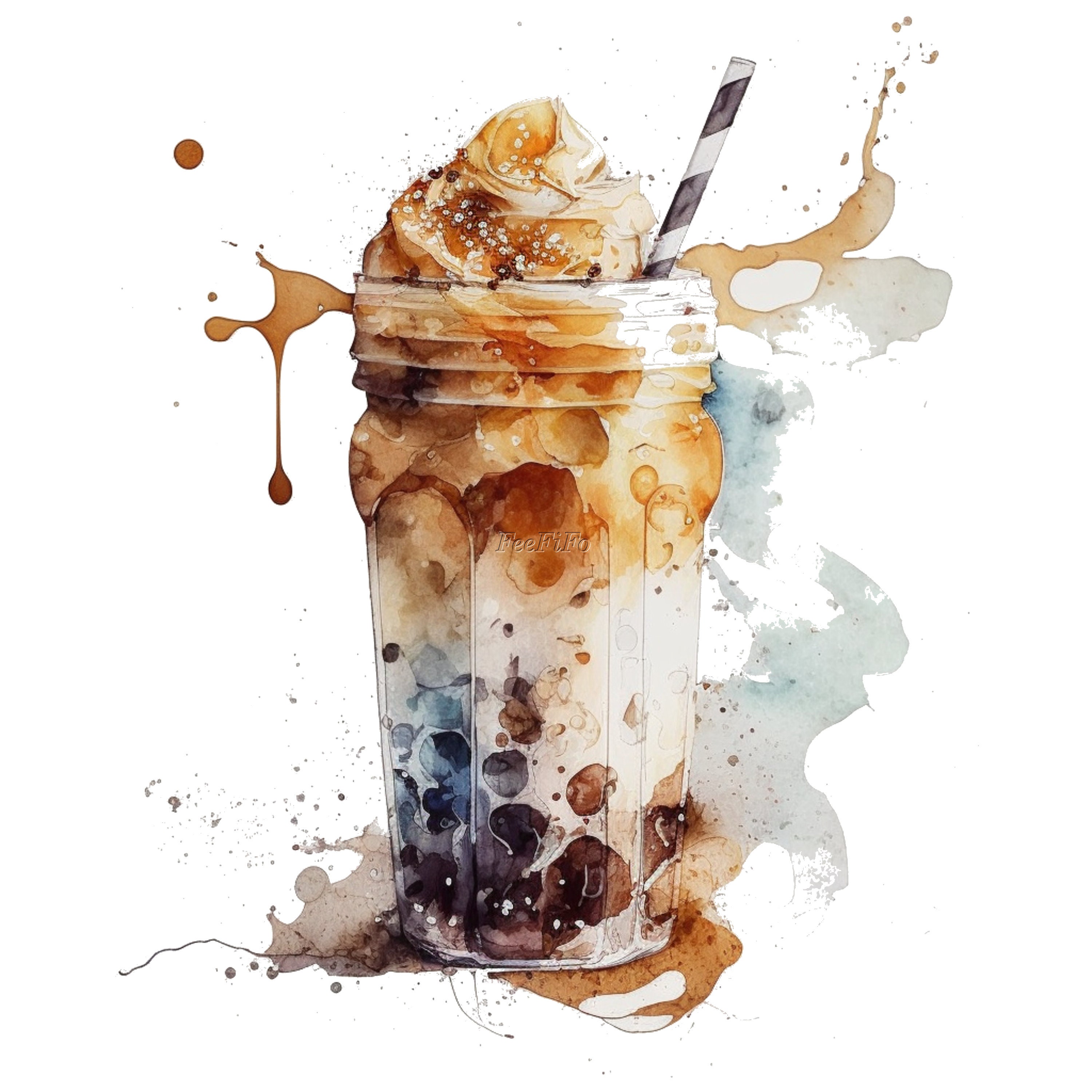 Iced Coffee Clipart Watercolor Iced Coffee Sublimation PNG - Etsy