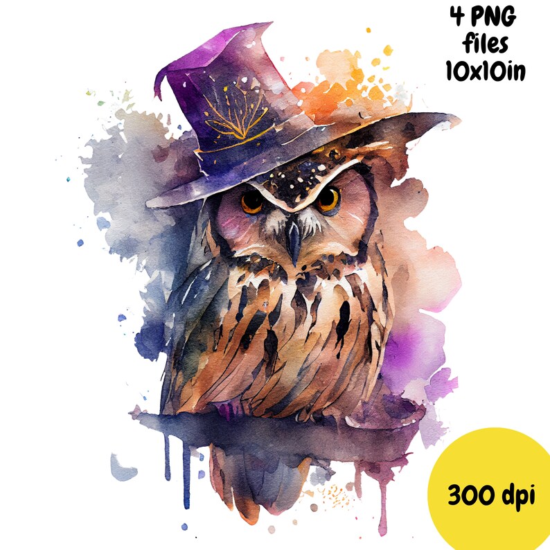 Owls in Witch Hats Digital Art Bundle Halloween Clip Art - Etsy