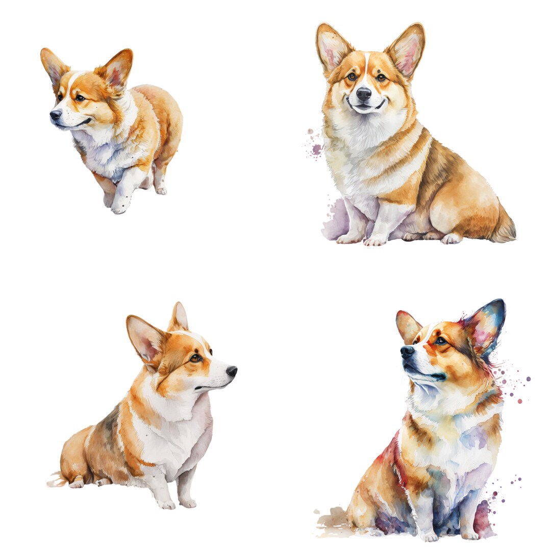 Corgi Art Print, Corgi Watercolor Clipart, Cute Dog Nursery Decor Wall ...