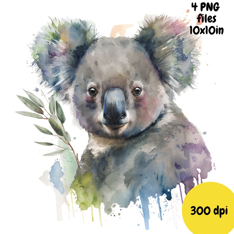Watercolor Koala Clipart Koala Decor Wall Art Koala PNG - Etsy
