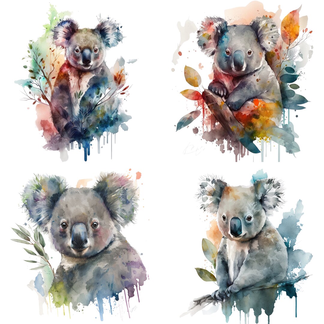 Watercolor Koala Clipart, Koala Decor Wall Art, Koala PNG, Watercolor ...
