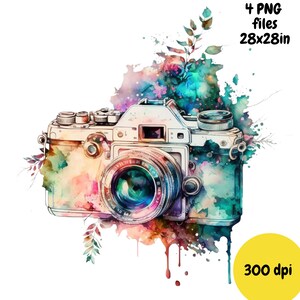 Camera Watercolor, Digital Downloads, Camera Clipart, Camera PNG ...