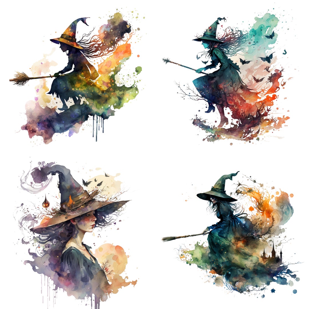 Watercolor Witch, Watercolor Witch Clipart, Watercolor Witch PNG ...