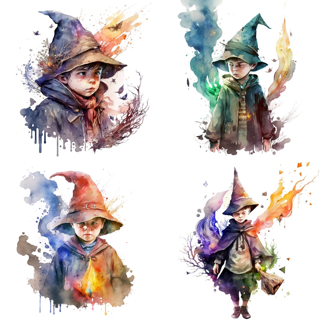 Wizard Boy Clipart,wizard Boy Watercolor, Sublimation, Wizard Boy PNG ...