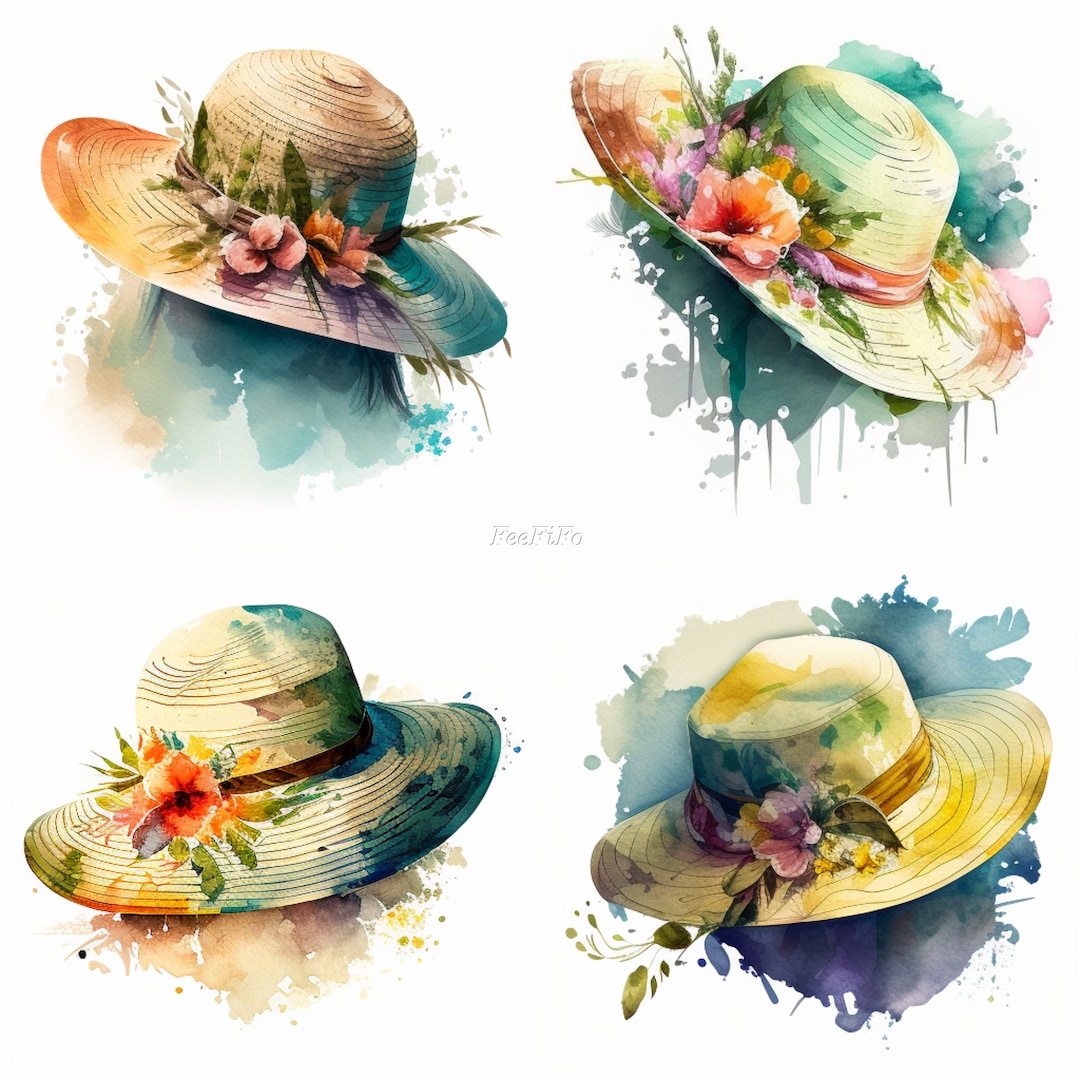 Summer Hat Clipart Watercolor Sunflowers Fashion Girl Sublimation PNG ...