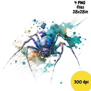 Spider Watercolor, Digital Downloads, Spider Clipart, Spider PNG ...