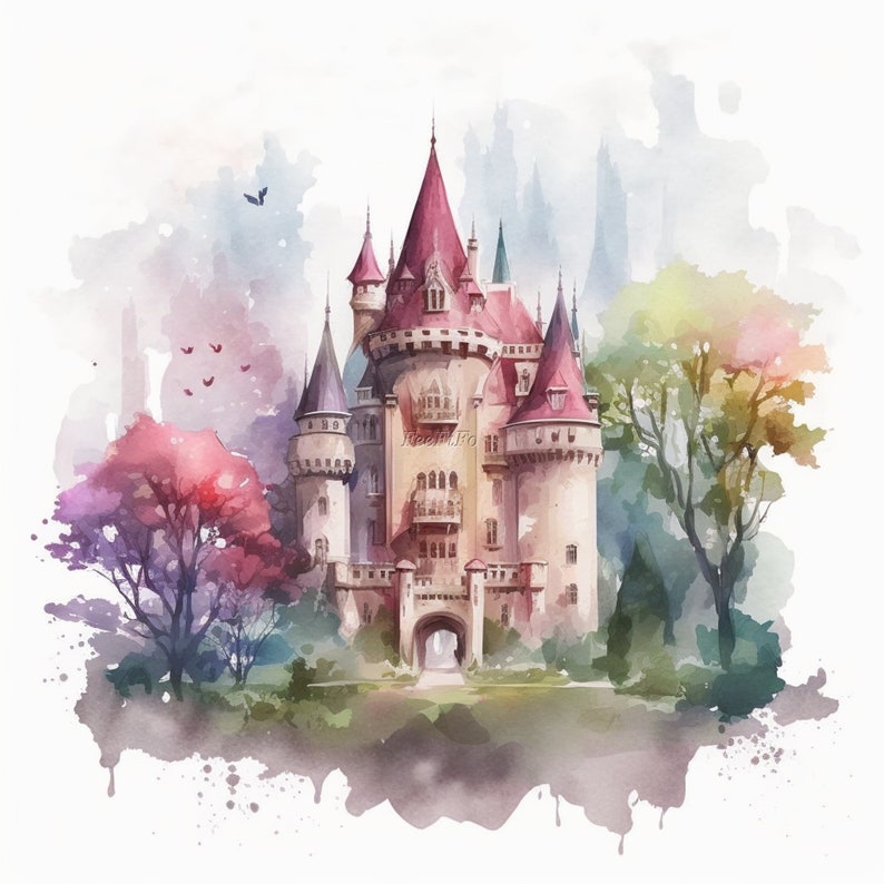 Princess Castle Clipart PNG Watercolor Sublimation - Etsy