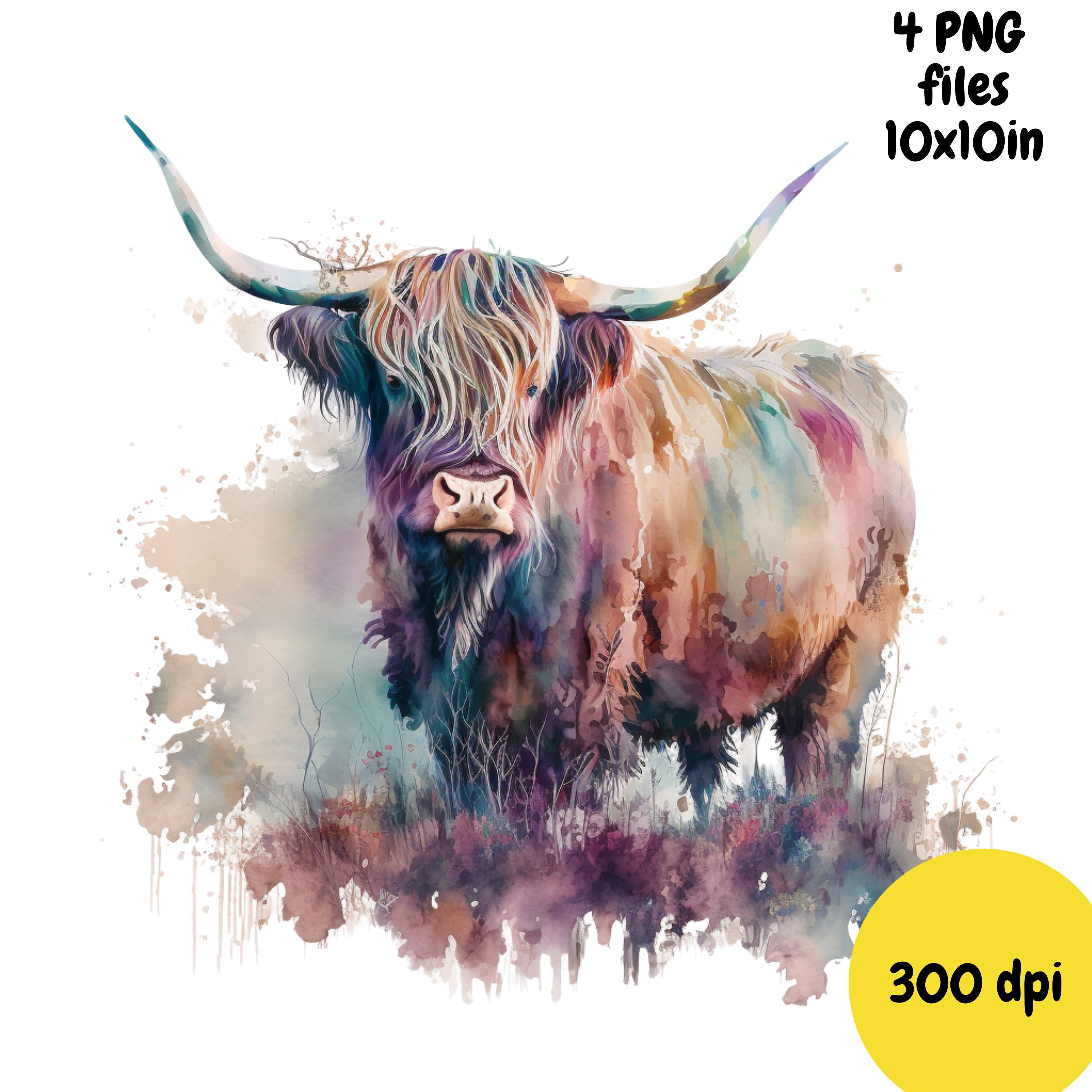 Watercolor Highland Cow Clipart Highland Cow Decor Wall Art - Etsy