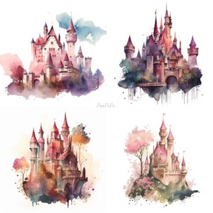 Princess Castle Clipart PNG Watercolor Sublimation - Etsy