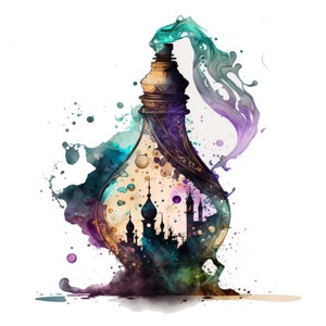 Genie Watercolor Print, Fairytale Wall Art, Genie Wall Art, Watercolor ...