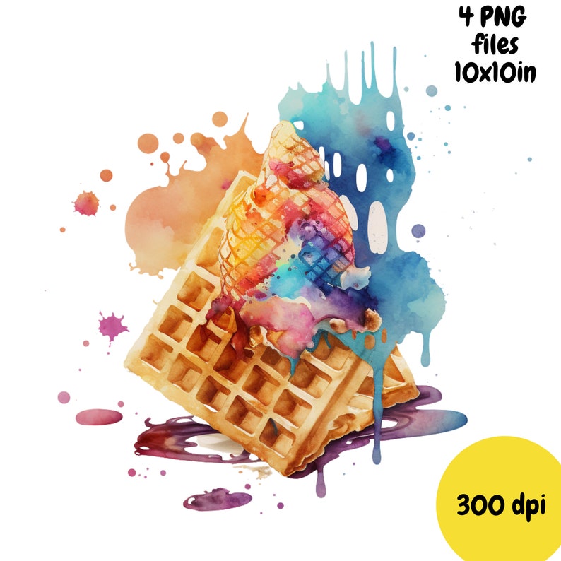 Waffle Watercolor Digital Downloads Waffle Clipart Waffle - Etsy