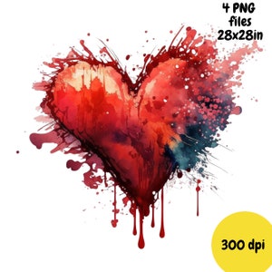 Watercolor Valentine, Valentine Clipart, Red Heart Clipart, Valentine ...