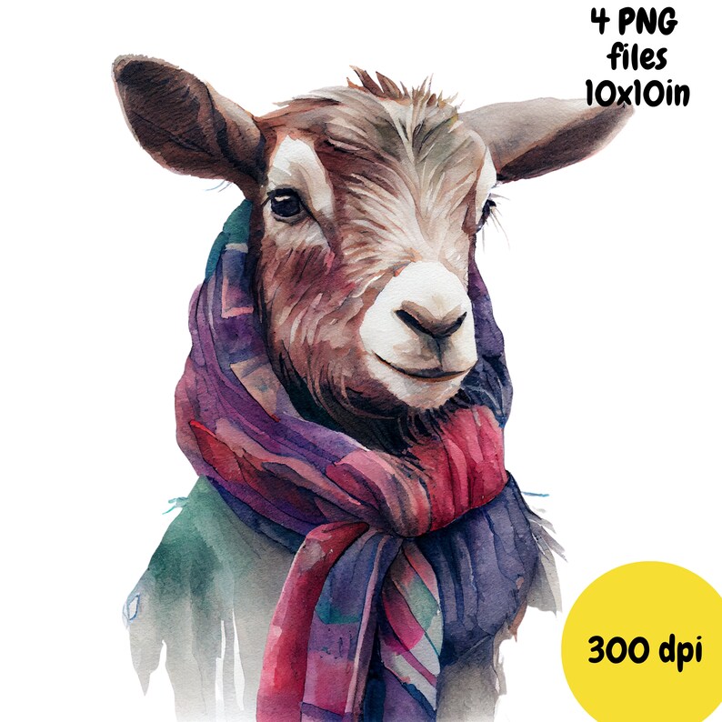 Boho Goats Wearing Scarves Clipart PNG Goat Clipart Digital - Etsy