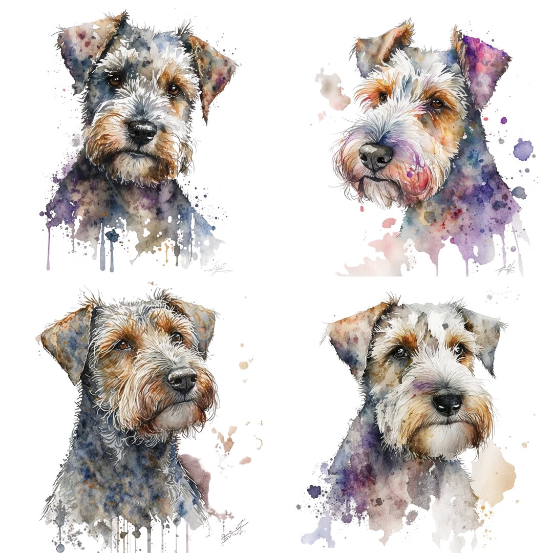 Watercolor Wire Haired Terrier,wire Haired Terrier Clipart, Wire Haired ...