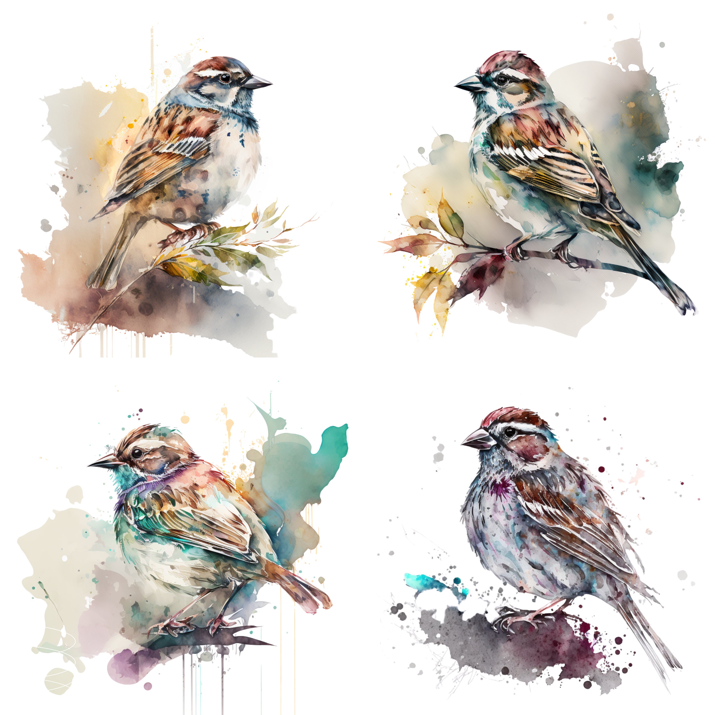 Sparrow Watercolor Clipart Sparrow Watercolor Sparrow - Etsy