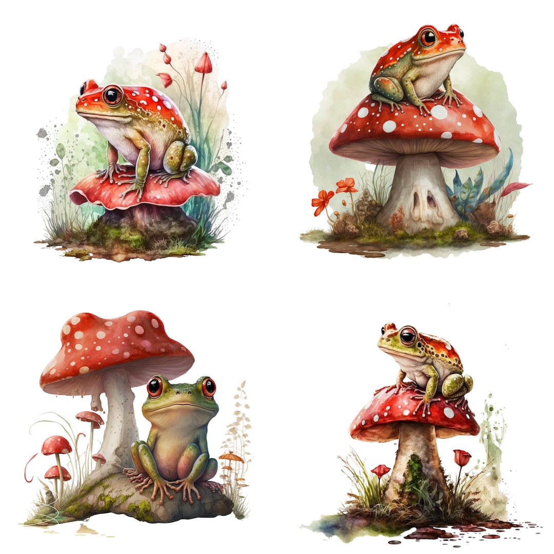 Frog Mushroom Art Print, Mushroom Frog Print,mushroom Frog Watercolor ...