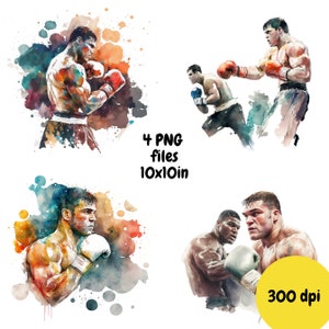 Boxing Set of 4, Boxing Printable Art, Boxing Posters, Sport Art Print ...