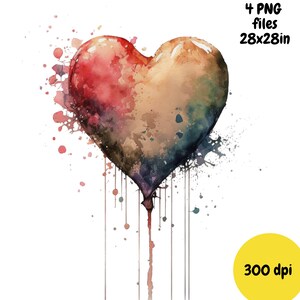 Watercolor Valentine, Valentine Clipart, Colorful Heart Clipart ...