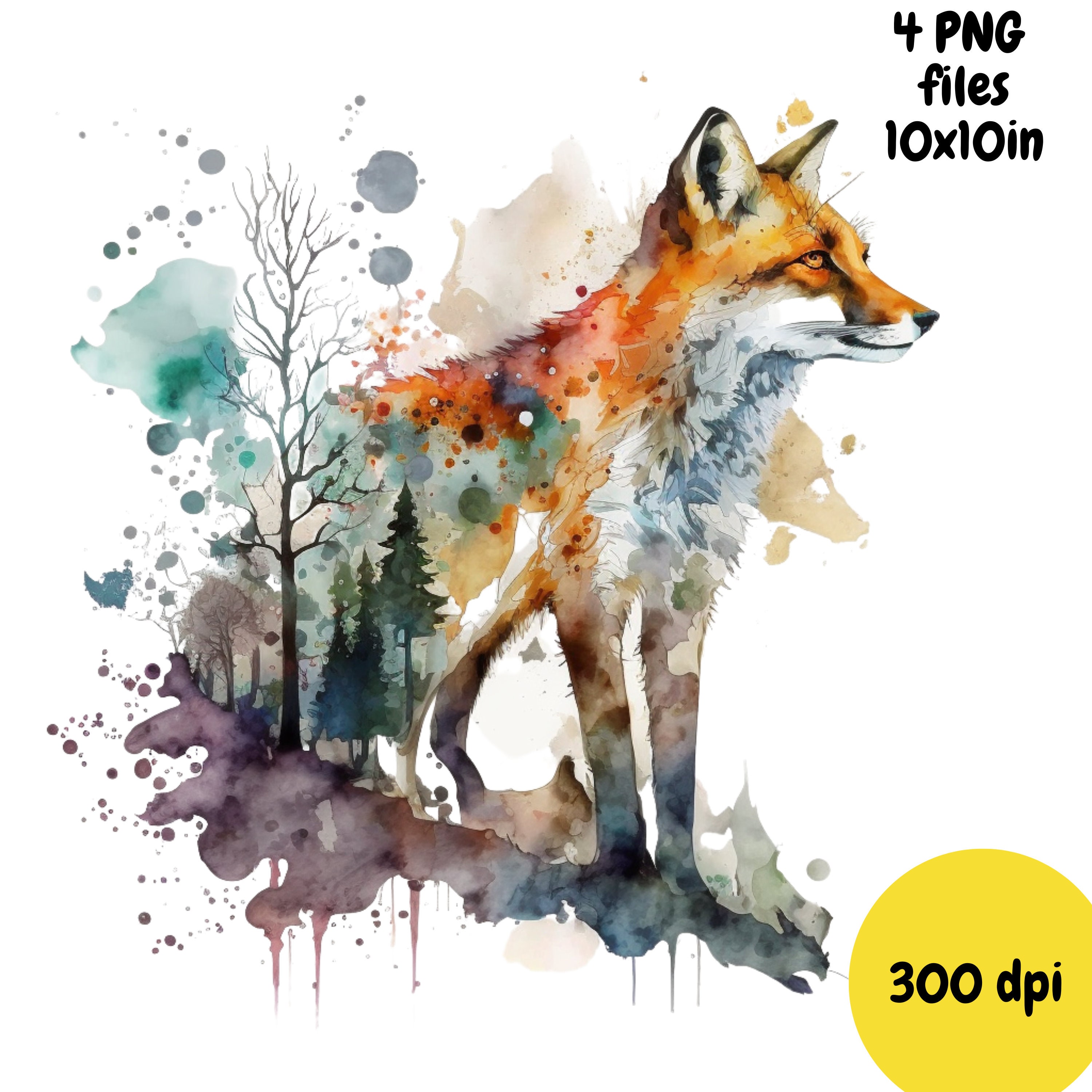 Watercolor Fox Clipart Fox Decor Wall Art Fox PNG - Etsy