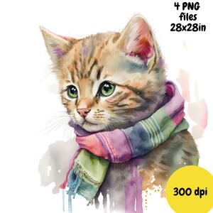 Kitten Watercolor, Digital Downloads, Kitten Clipart, Kitten PNG ...