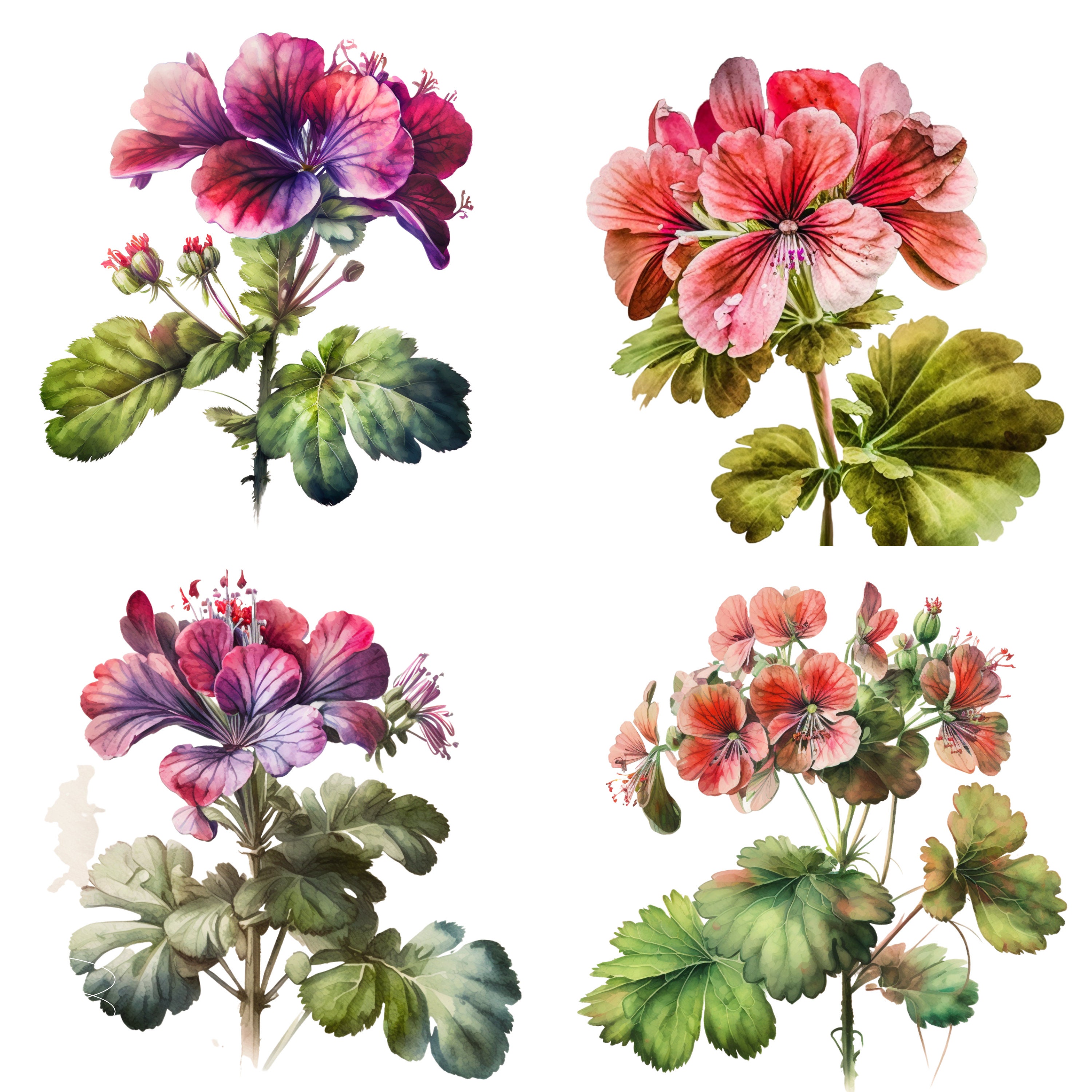 Watercolor Geranium Geranium Clipart Watercolor Flower - Etsy