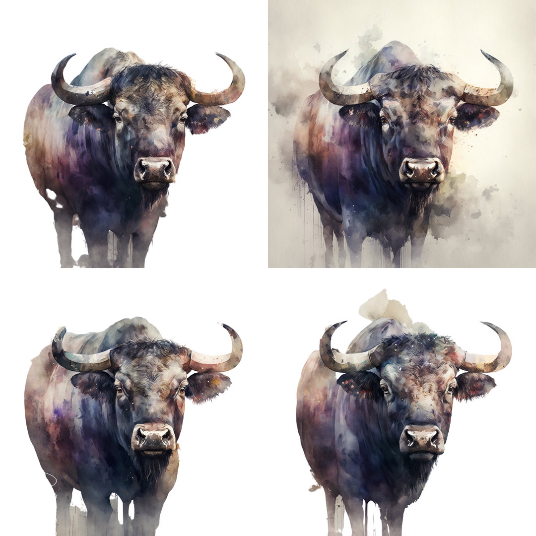 Watercolor Buffalo Clipart, Buffalo Decor Wall Art, Buffalo PNG ...