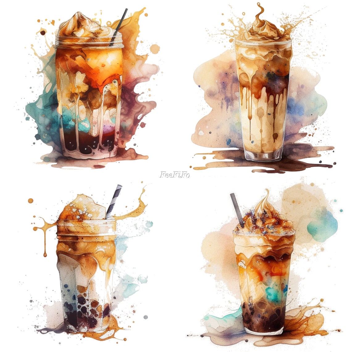 Iced Coffee Clipart Watercolor Iced Coffee Sublimation PNG - Etsy