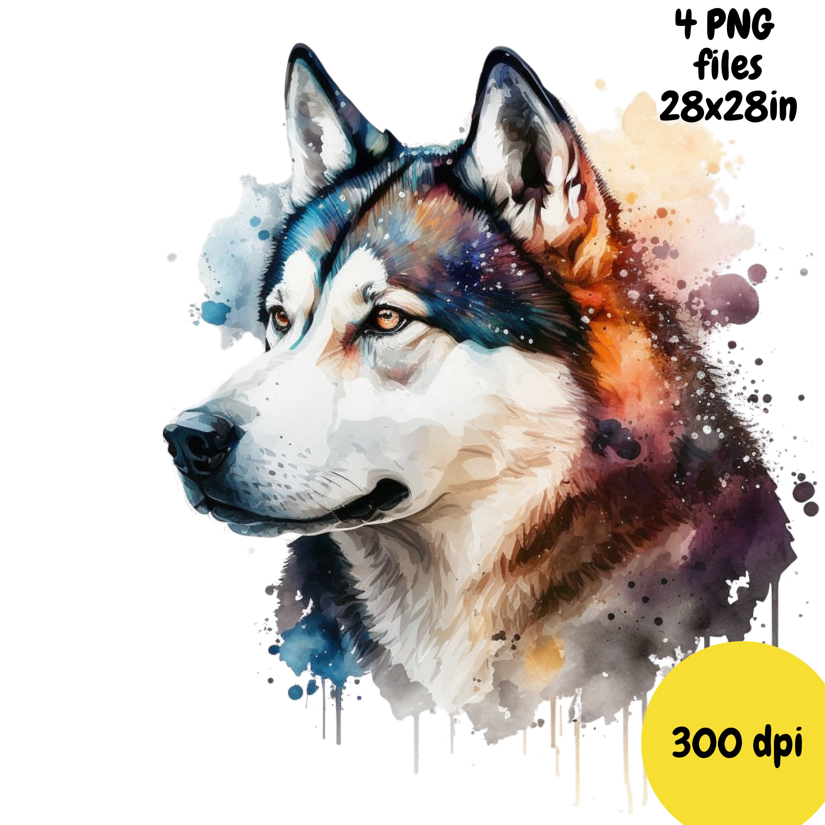 Husky Art Print Husky Printhusky Watercolor Husky Clipart - Etsy