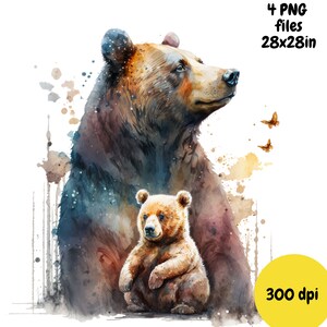 Mom and Baby Bear Watercolor, Digital Downloads, Clipart PNG - Etsy