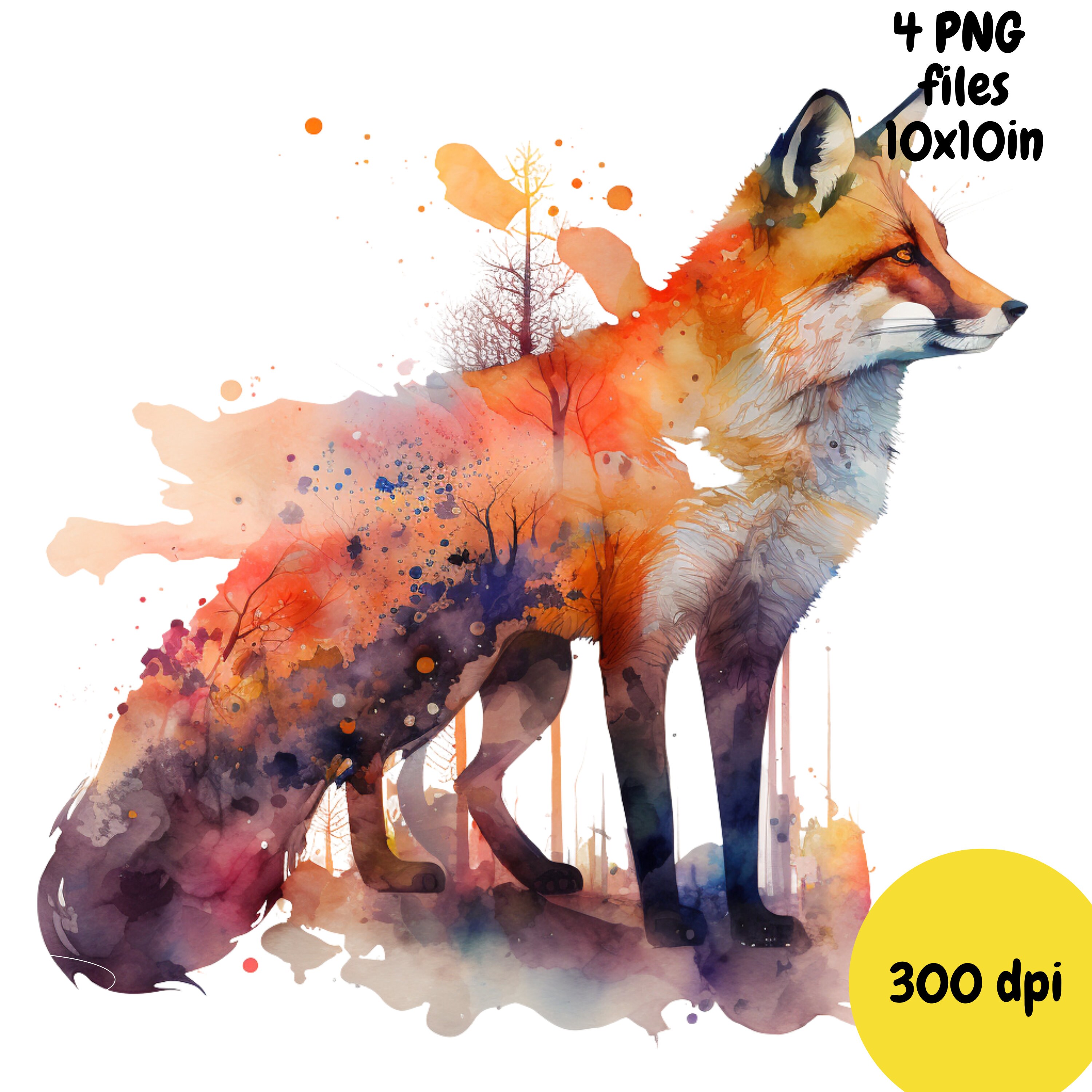 Watercolor Fox Clipart Fox Decor Wall Art Fox PNG - Etsy