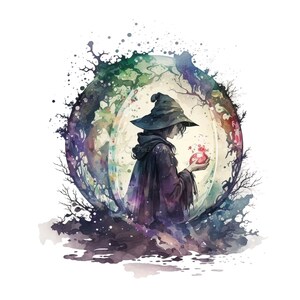 Witch Crystal Ball Clipart, Watercolor Witch Crystal Ball, Sublimation ...