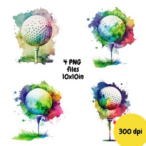 Golf Ball Set of 4, Golf Printable Art, Golf Posters, Sport Art Print ...