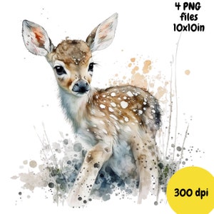 Baby Deer,baby Deer Clipart, Watercolor Woodland Animal, Nursery ...