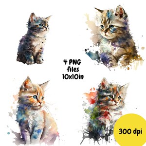 Watercolor Kitten Clipart, Kitten Clipart, Digital Download, Card ...