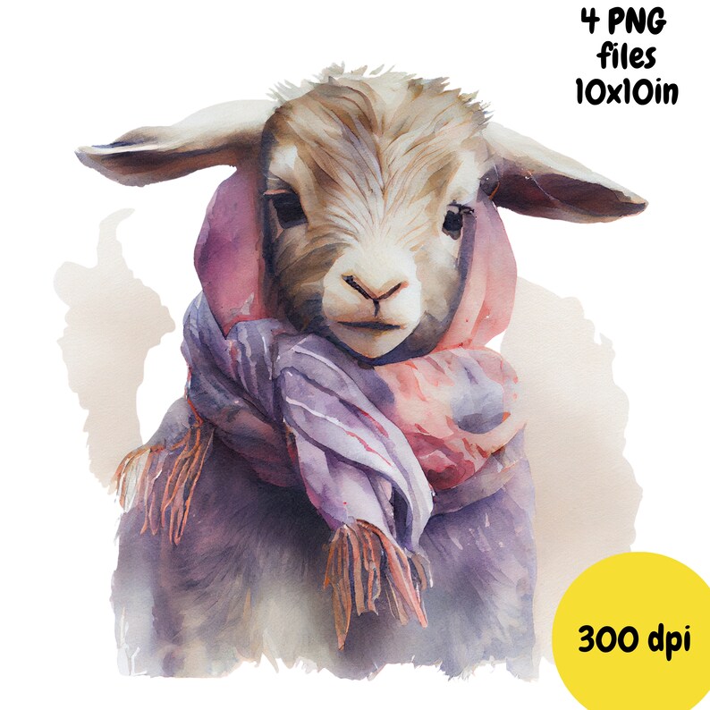 Boho Goats Wearing Scarves Clipart PNG Goat Clipart Digital - Etsy