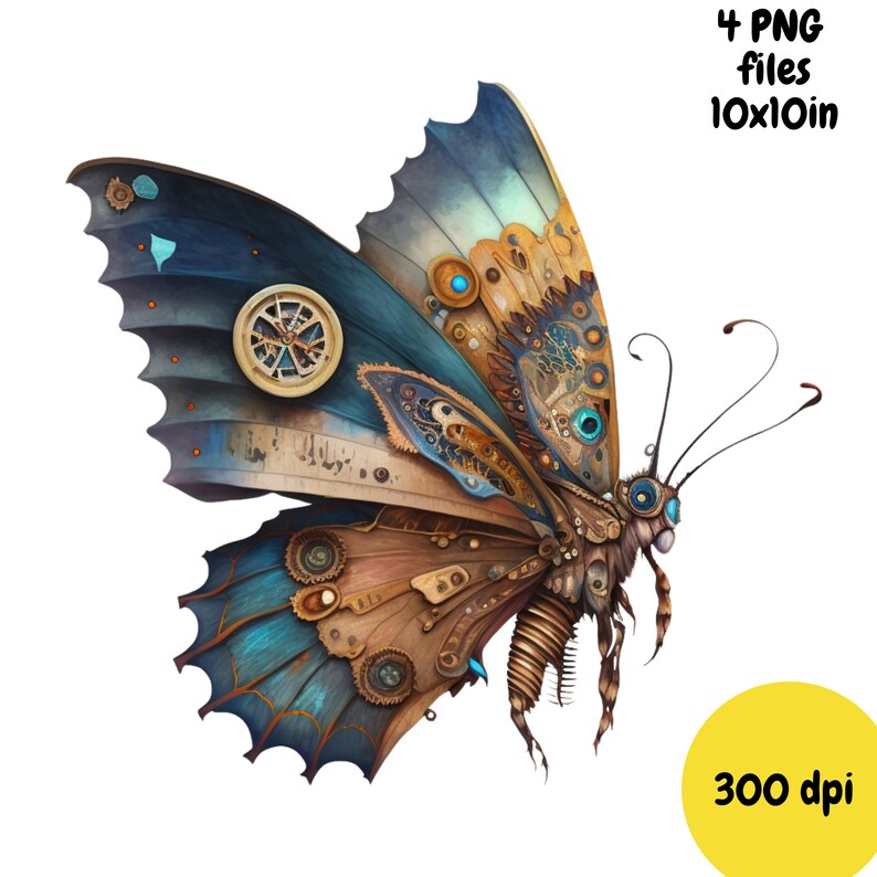 Watercolor Steampunk Moth Steampunk Moth Clipart - Etsy