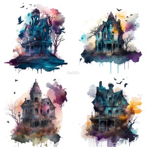 Haunted House Clipart, Haunted House Watercolor,haunted House PNG - Etsy
