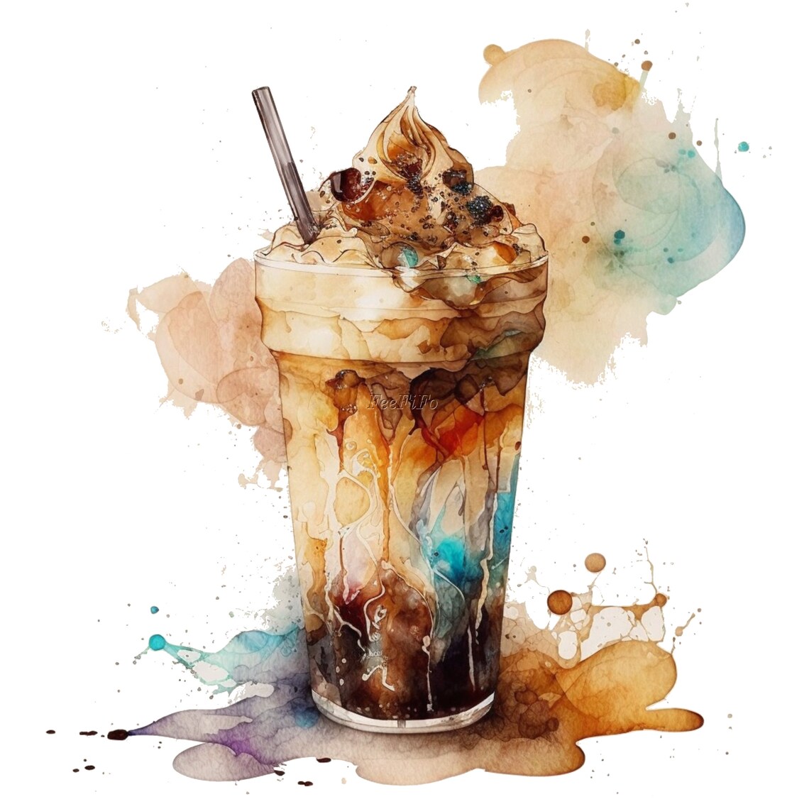Iced Coffee Clipart Watercolor Iced Coffee Sublimation PNG - Etsy
