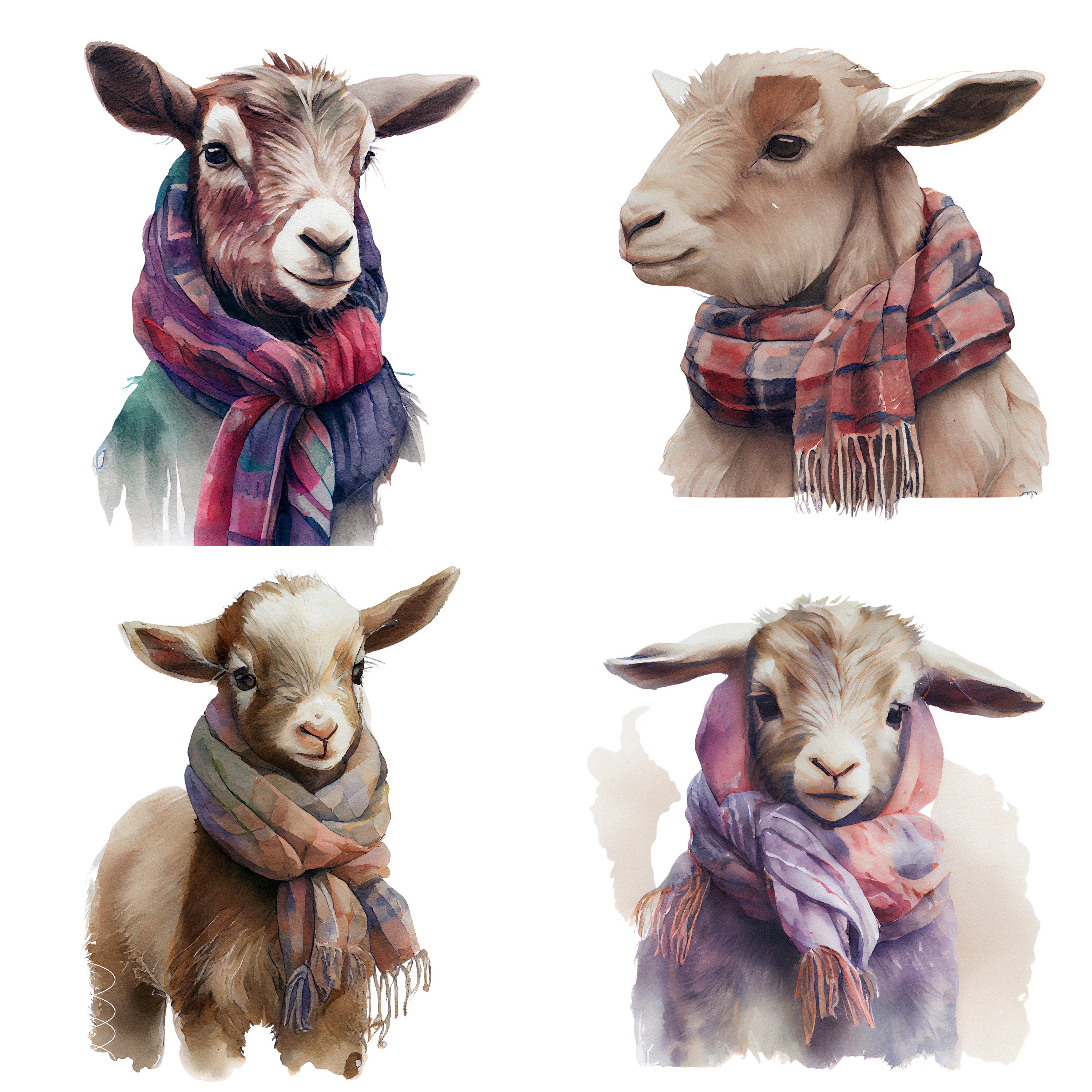 Boho Goats Wearing Scarves Clipart PNG Goat Clipart Digital - Etsy