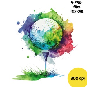 Golf Ball Set of 4, Golf Printable Art, Golf Posters, Sport Art Print ...