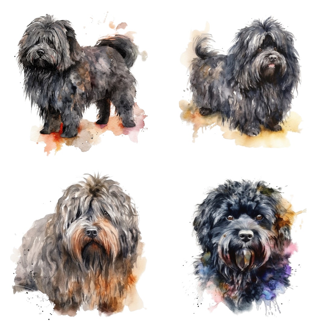 Puli Dog Art Print, Puli Dog Watercolor Clipart, Cute Dog Nursery Decor ...