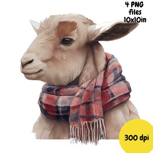 Boho Goats Wearing Scarves Clipart PNG, Goat Clipart, Digital Download ...