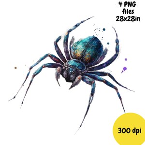 Spider Watercolor, Digital Downloads, Spider Clipart, Spider PNG ...
