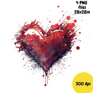 Watercolor Valentine, Valentine Clipart, Red Heart Clipart, Valentine ...