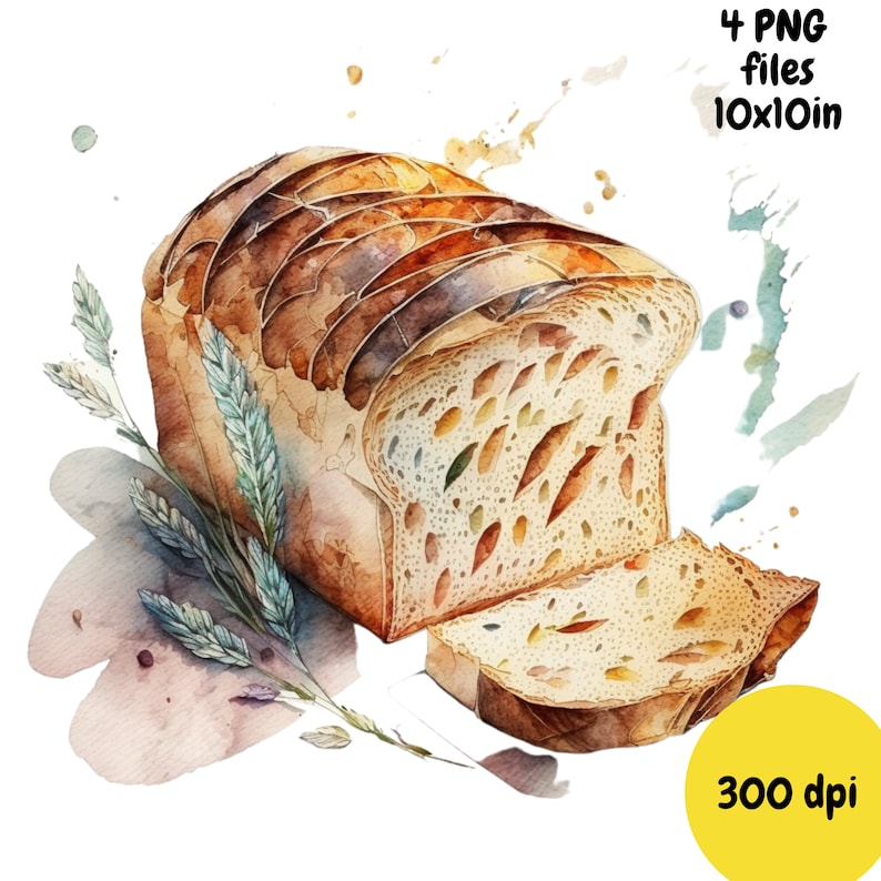 Bread Watercolor Digital Downloads Bread Clipart Bread PNG - Etsy