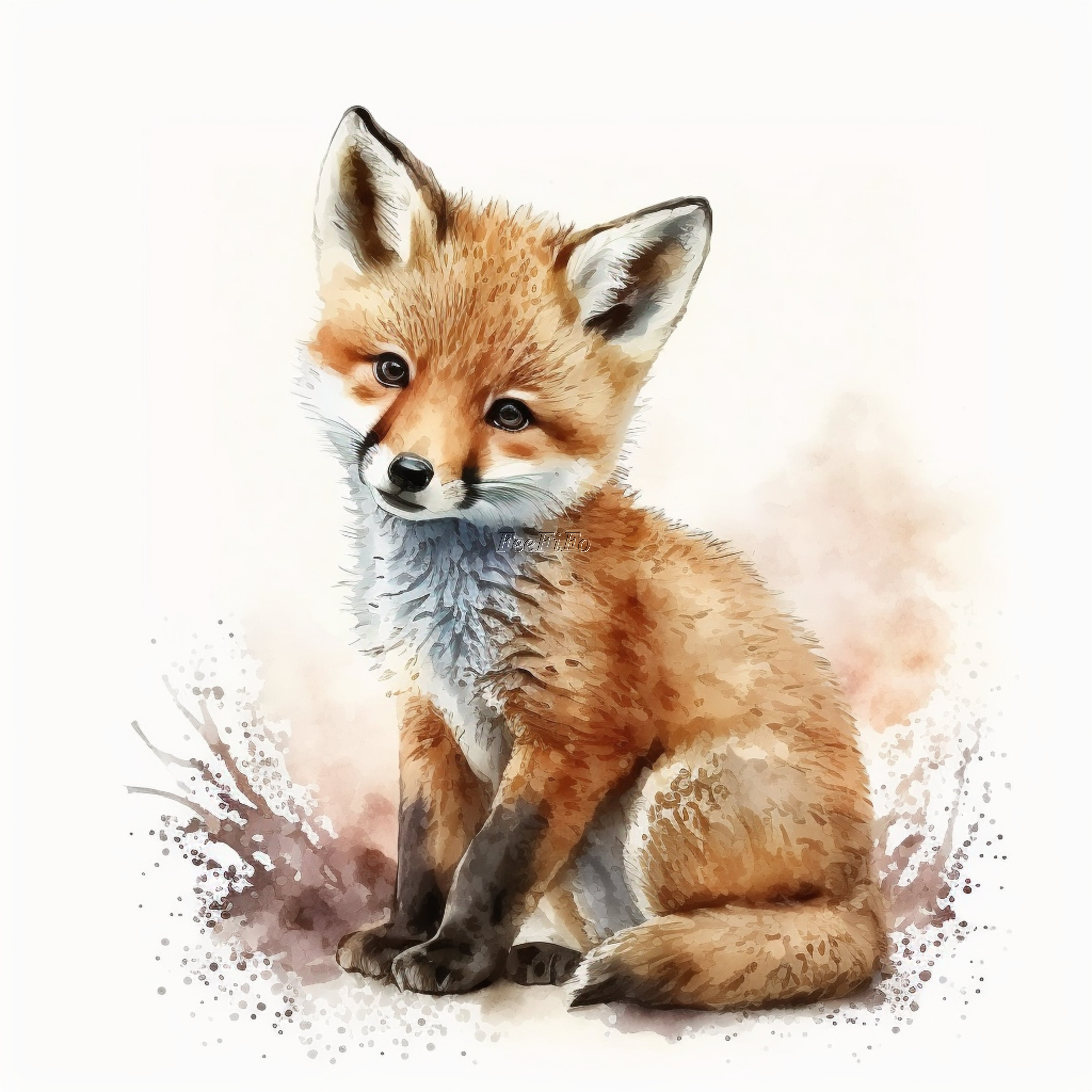 Cute Baby Fox Watercolorcute Baby Fox Clipart Illustration - Etsy