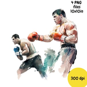 Boxing Set of 4, Boxing Printable Art, Boxing Posters, Sport Art Print ...